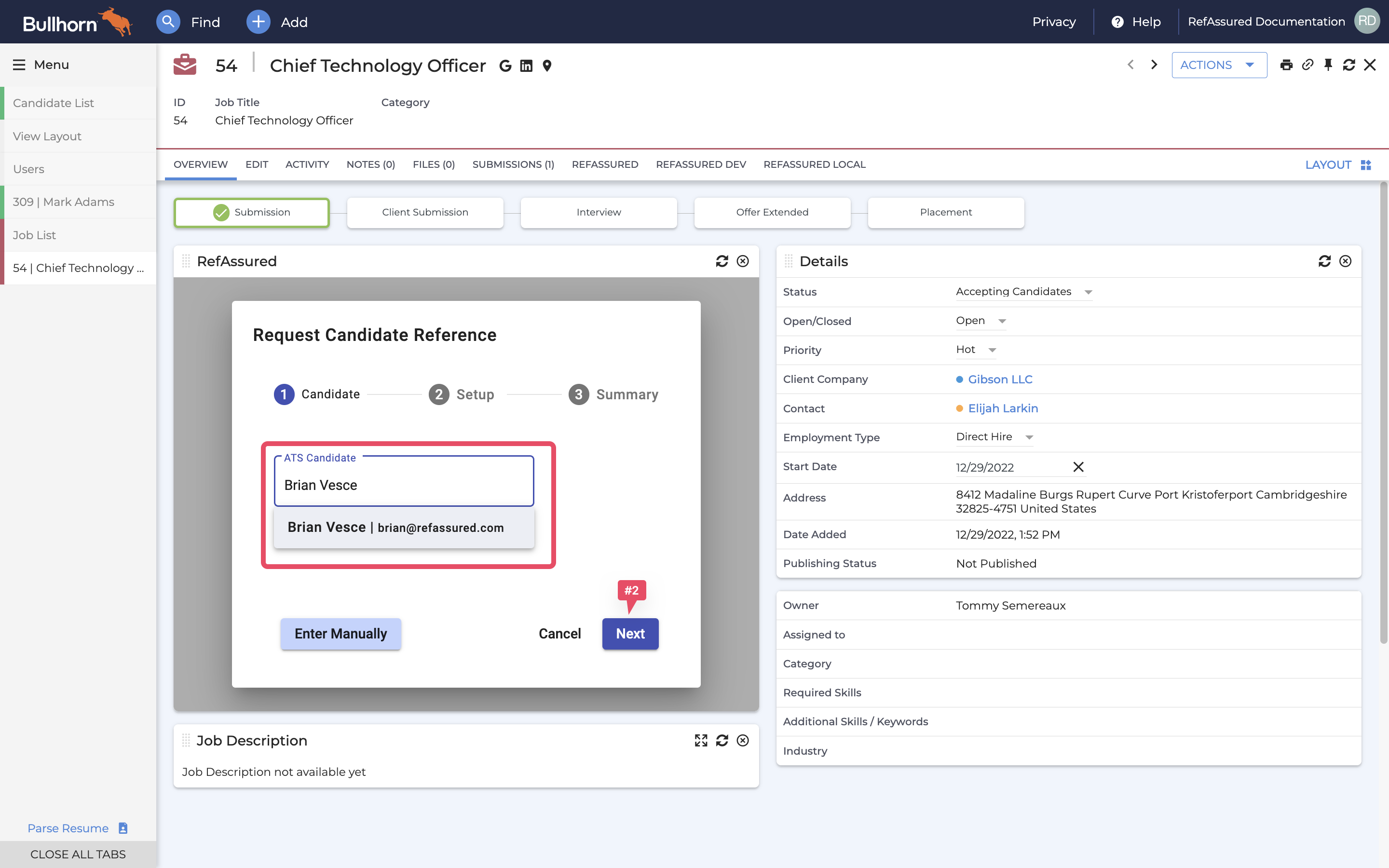 Requesting Your First Reference in Bullhorn – RefAssured