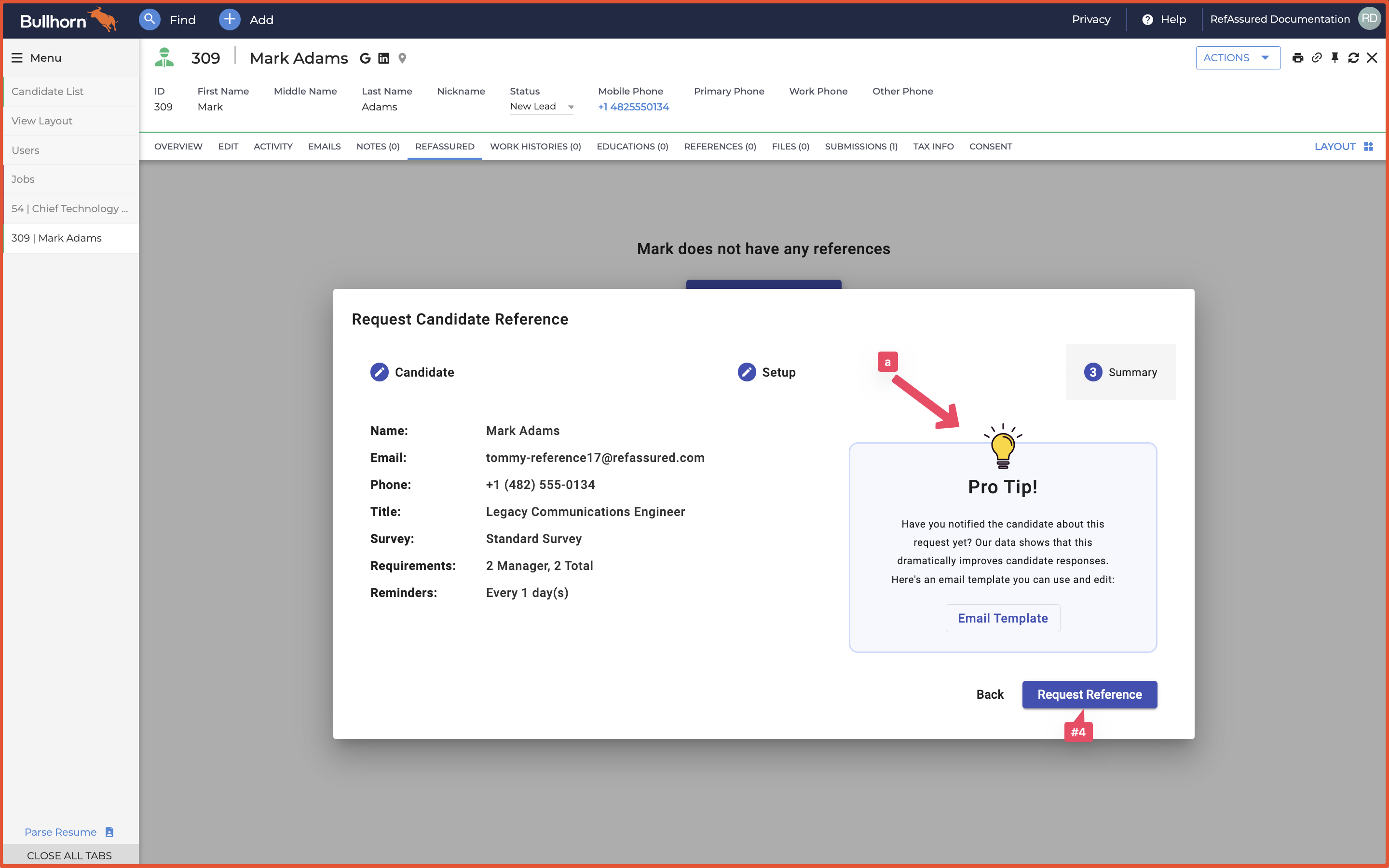 Requesting Your First Reference in Bullhorn – RefAssured